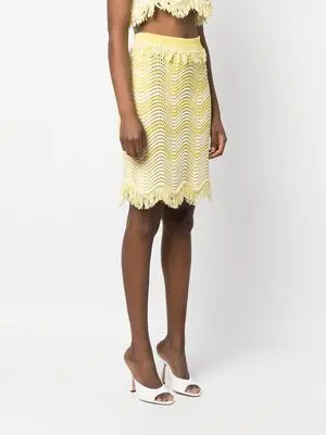 GENNY Fringe-detail Knitted Skirt