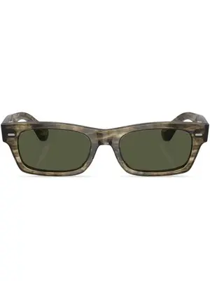 Oliver Spencer Davri Rectangle-frame Sunglasses - Green