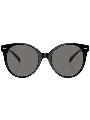 Versace Logo-plaque Round-frame Sunglasses - Black