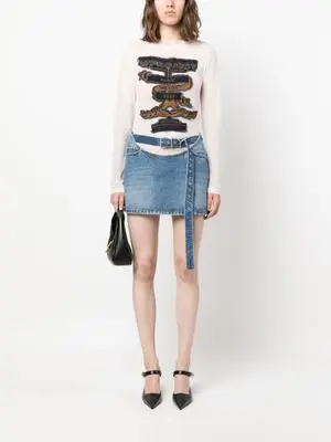 Y/project Belted Denim Miniskirt