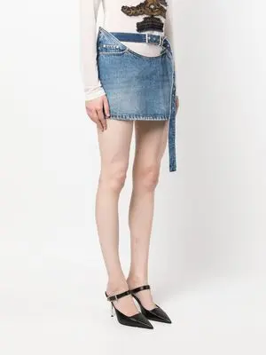 Y/project Belted Denim Miniskirt