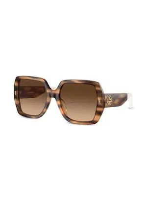 Tory Burch Oversized Frame Logo Sunglasses - 185274 Amber Wood