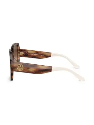 Tory Burch Oversized Frame Logo Sunglasses - 185274 Amber Wood