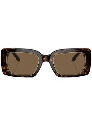 Tory Burch Tortoiseshell-effect Rectangle-frame Sunglasses - Green