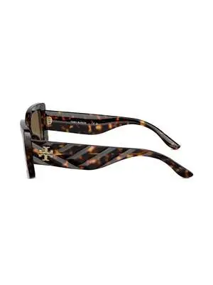 Tory Burch Tortoiseshell-effect Rectangle-frame Sunglasses - Green