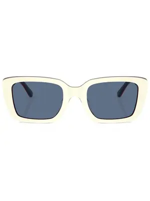 Tory Burch Logo-plaque Cat-eye Sunglasses - 194980 Ivory Red Blue Trilayer