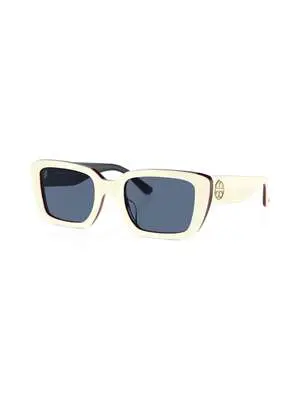 Tory Burch Logo-plaque Cat-eye Sunglasses - 194980 Ivory Red Blue Trilayer