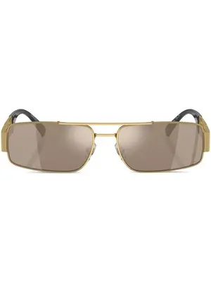 Versace Logo Plaque Rectangle Sunglasses - Gold