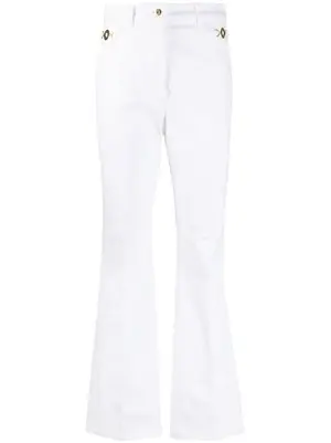 PATOU Logo-embroidered Flared Jeans - White
