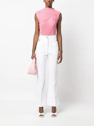 PATOU Logo-embroidered Flared Jeans - White