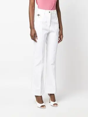 PATOU Logo-embroidered Flared Jeans - White