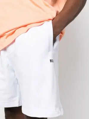 MSGM Logo-print Cotton Shorts - White