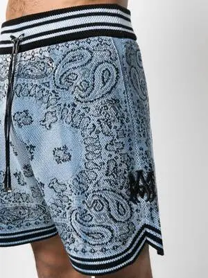 Amiri Paisley-print Embroidered Logo Deck Shorts