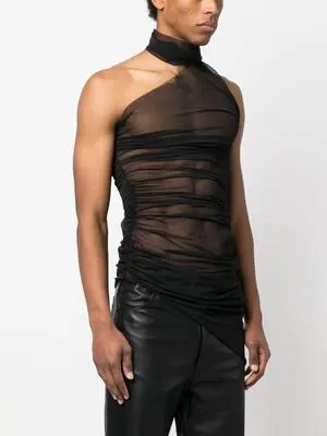 LUDOVIC DE SAINT SERNIN Sheer Asymmetric Halterneck Top