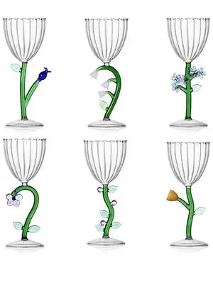 ICHENDORF MILANO Floral-appliqué Wine Goblet - Green
