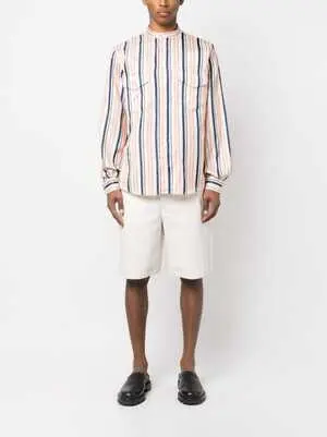 Bally Long-sleeve Striped Silk Shirt - Neutrals