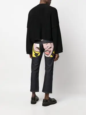 Junya Watanabe Graphic-print Cropped Jeans