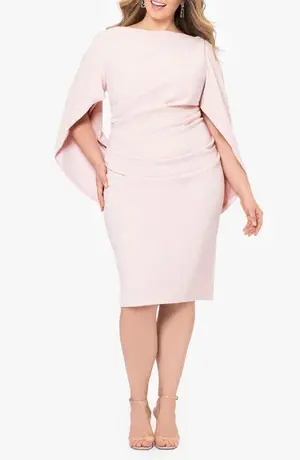 Betsy & Adam Drape Back Cocktail Dress - Blush