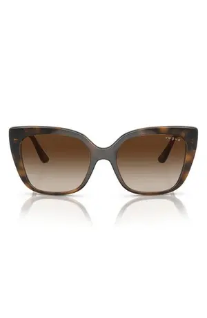 VOGUE 53mm Gradient Square Sunglasses - Dark Havana/brown Gradient