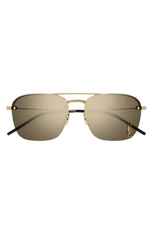 Saint Laurent Saint Laurent 59mm Tinted Aviator Sunglasses Bronze