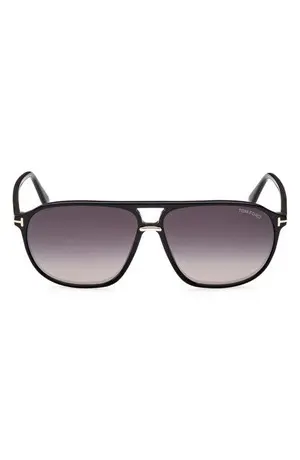 TOM FORD TOM FORD 61mm Navigator Sunglasses Shiny Black/smoke