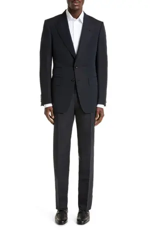 TOM FORD Shelton Cotton & Silk Poplin Tuxedo Pants - Black
