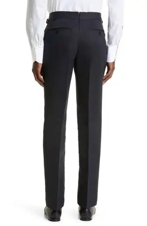 TOM FORD Shelton Cotton & Silk Poplin Tuxedo Pants - Black