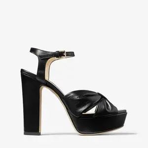 JIMMY CHOO Heloise 120 Nappa Leather Platform Sandals - Black