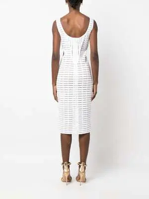 GENNY Cut-out Corded Midi Dress - White