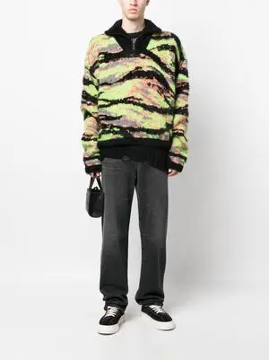 ERL Tiger-print Knit Jumper - Green