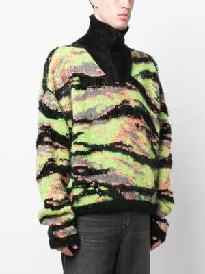 ERL Tiger-print Knit Jumper - Green