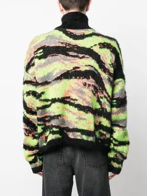 ERL Tiger-print Knit Jumper - Green