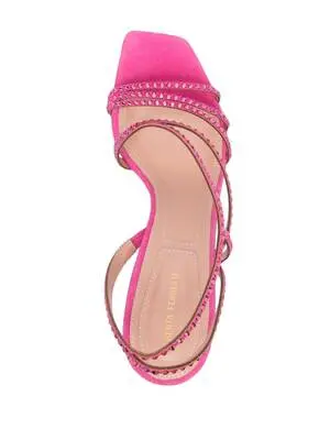 Alberta Ferretti Calf-leather Sandals With Rhinestone Embellishment