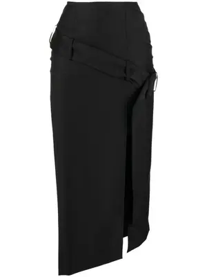 Matériel Asymmetric Belted Midi Skirt
