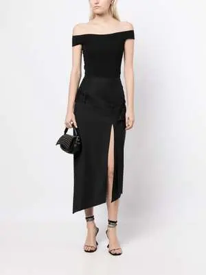 Matériel Asymmetric Belted Midi Skirt