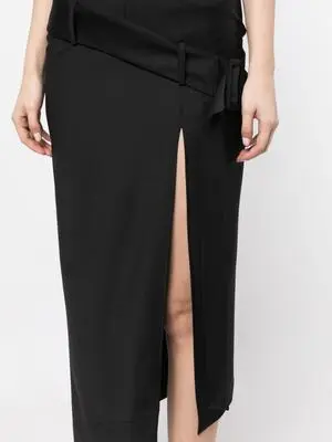 Matériel Asymmetric Belted Midi Skirt