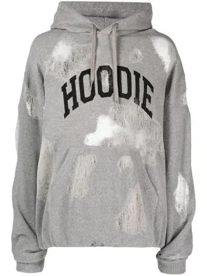 Doublet Ripped-Detail Hoodie In Grey - 55% Off | Editorialist
