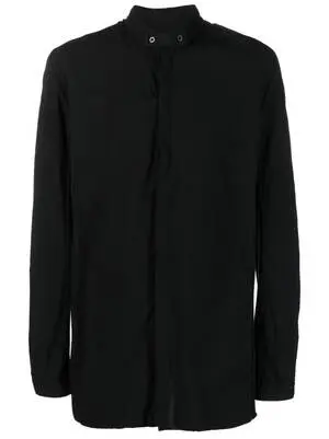 Boris Bidjan Saberi Stand-up-collar Long-sleeve Cotton Shirt - Black