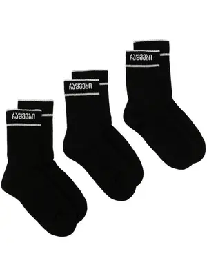 0711 TBILISI Three-pack Slogan Socks - Black