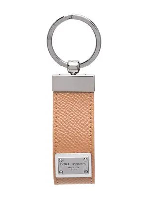 Dolce & Gabbana Logo-plaque Leather Keyring - Brown