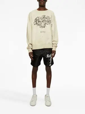 SAINT MXXXXXX Rose Print Crewneck Sweatshirt