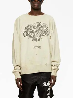 SAINT MXXXXXX Rose Print Crewneck Sweatshirt