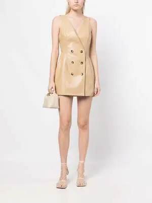 Matériel Backless Faux-leather Mini Dress