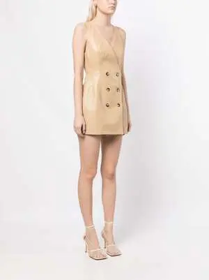 Matériel Backless Faux-leather Mini Dress