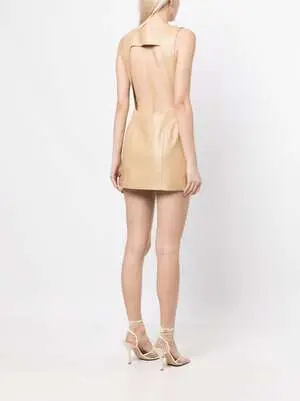 Matériel Backless Faux-leather Mini Dress