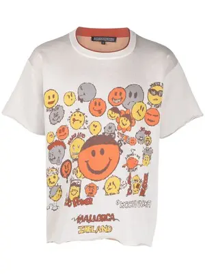 ROBYN LYNCH Smiley-print Cotton T-shirt