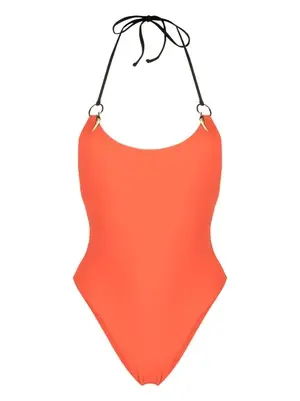 Roberto Cavalli Halterneck Tie-fastening Swimsuit - Orange
