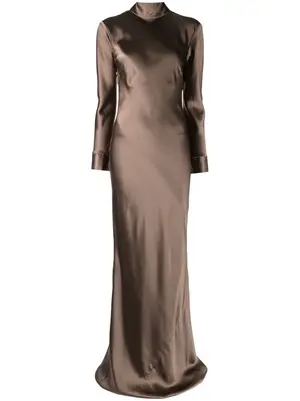 Michelle Mason Open-back Gown - Brown