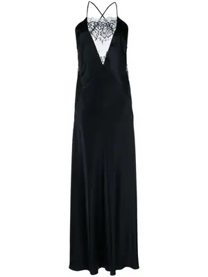 Michelle Mason Lace-inset Gown - Black