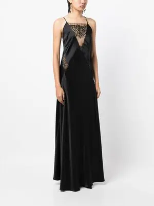 Michelle Mason Lace-inset Gown - Black